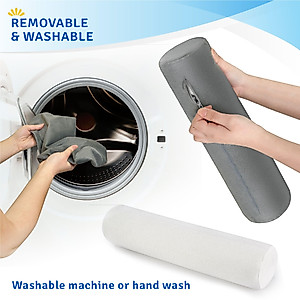 Healthex Cervical Neck Roll Pillow, Memory Foam Pillow, Cylinder Round Pillow, Pain Relief Neck Pillows for Sleeping Support, Removable Washable Cover (Grey)