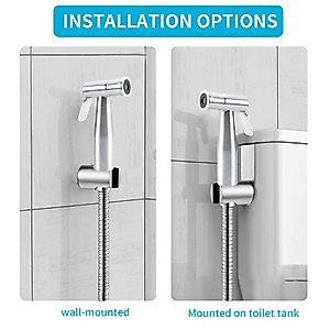 Bidet Stainless Steel Hand Shower, Toilet Sprayer Stainless Steel Shower and Baby Cloth Diaper Spray kit - with Faucet Dispenser, Hose and Hook Toilet or Wall Mount