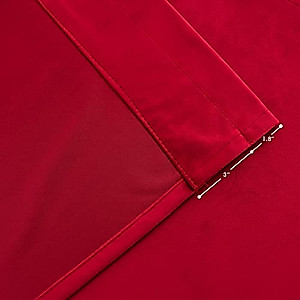 WOD FAMY Velvet Blackout Curtains Drapes Rod Pocket for Living Room/French Door, 52Wx84L Inch Per Panel, 2 Pcs Red Wine