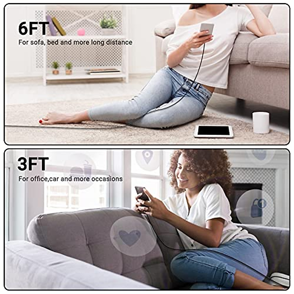 Black iPhone Charger Cord, 3-Pack 3FT MFi Certified Fast Charging Cable Data Sync Lightning to USB-A Cable Compatible with iPhone14/13/12/ Mini/Pro/Max/ 11/ XS/XR/SE/ 8/7/ 6/ Plus/iPad/AirPods