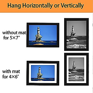 5x7 Picture Frame Set of 5, Display Pictures 4x6 with Mat or 5x7 Without Mat, Wall Gallery Photo Frames or Tabletop Display
