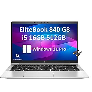 Hp EliteBook 840 G8 Business Laptop (14" Fhd Anti-Glare, Intel 4-Core i5-1145G7, 16Gb Ram, 512Gb ssd) 2 x Thunderbolt 4, Webcam, ist Cable, Win 11 Pro