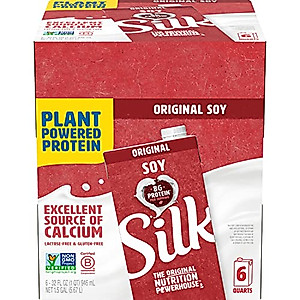 Silk Shelf-Stable Soy Milk, Original, Dairy-Free, Vegan, Non-GMO Project Verified, 32 Fl Oz (Pack of 6)
