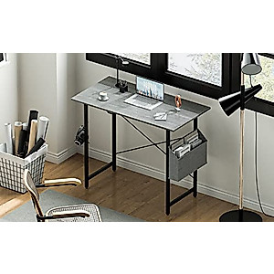 Pamray 32 Inch Computer Desk for Small Spaces with Storage Bag, Home Office Work Desk with Headphone Hook, Small Office Desk Study Writing Table
