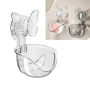 ZIOYCKL Suction Cup Storage Rack, Waterproof Suction Shower Organizer for Dresser, Shower Suction Cup Set Waterproof Suction Storage Basket for Bathroom,Butterfly Organizer Storage Basket (Clear)