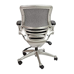 Flash Furniture Warfield Mid-Back Transparent Black Mesh Executive Swivel Office Chair with Graphite Silver Frame and Flip-Up Arms