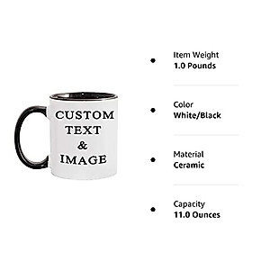 Customized Photo Mug with Personalized Text Upload Your Image with Different Designs, 11 ounces