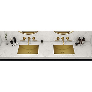 Ruvati Satin Gold Brass Tone Undermount Bathroom Sink 16 x 11 inch Stainless Steel - RVH6107GG