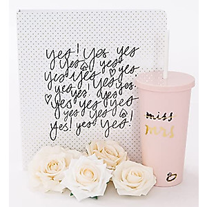 Kate Spade New York Acrylic Bridal Tumbler with Lid and Straw, 20 oz Tumbler for Bride to Be, Slim Double Wall Tumbler, Miss to Mrs. (Blush)