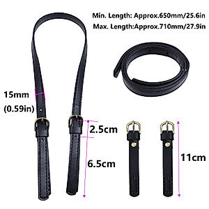 Semetall PU Leather Purse Handles 2 Pcs 65cm to 71cm Adjustable Shoulder Strap Black Purse Straps, Shoulder Strap Replacement for Crossbody