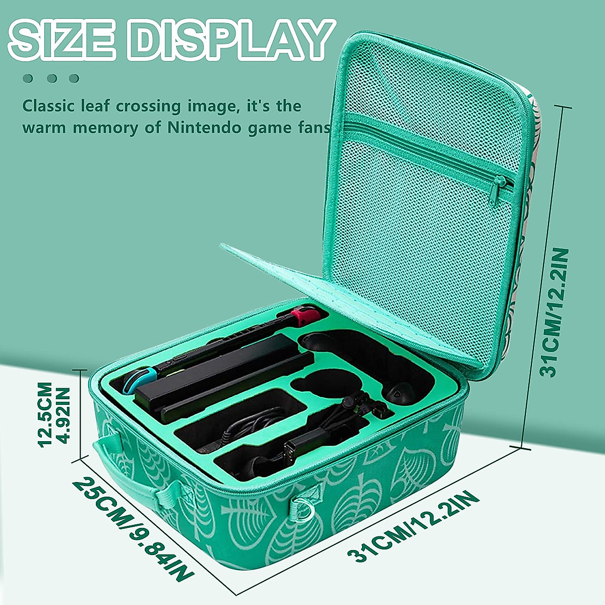 LYCEBELL Travel Carrying Case for Nintendo Switch, Hard Shell Protective Carry Bag [New Leaf Crossing Design]