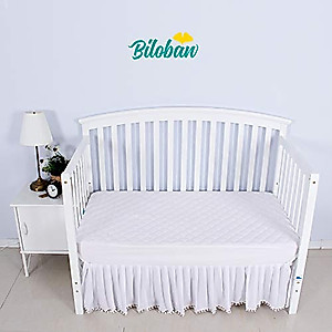 Crib Mattress Protector & Crib Bed Skirt, White