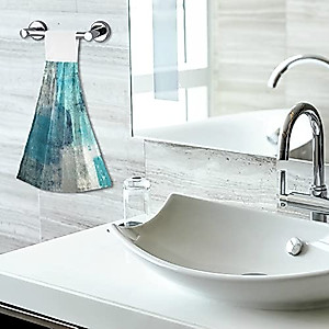 Modern Teal Turquoise Hanging Kitchen Towels 2 Pack Dish Cloth Tie Towel, Abstract Painting Absorbent Soft Hand Towels with Hanging Loop for Bathroom Farmhouse Bar Tabletop Home Decor