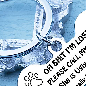 Dog Tags Engraved for Pets Funny Dog Tag Pet Tags Personalized Dog Tags for Pets Stainless Steel Dog Collar Tag Sht I'm Lost, Call My Mom, She's Ugly Crying