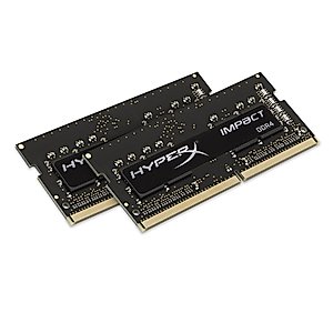 HyperX HX424S14IB2K2/16 Impact Black 16GB Kit of 2 (2x8GB) 2400MHz DDR4 Non-ECC CL14 260-pin Unbuffered SODIMM Internal Memory Black