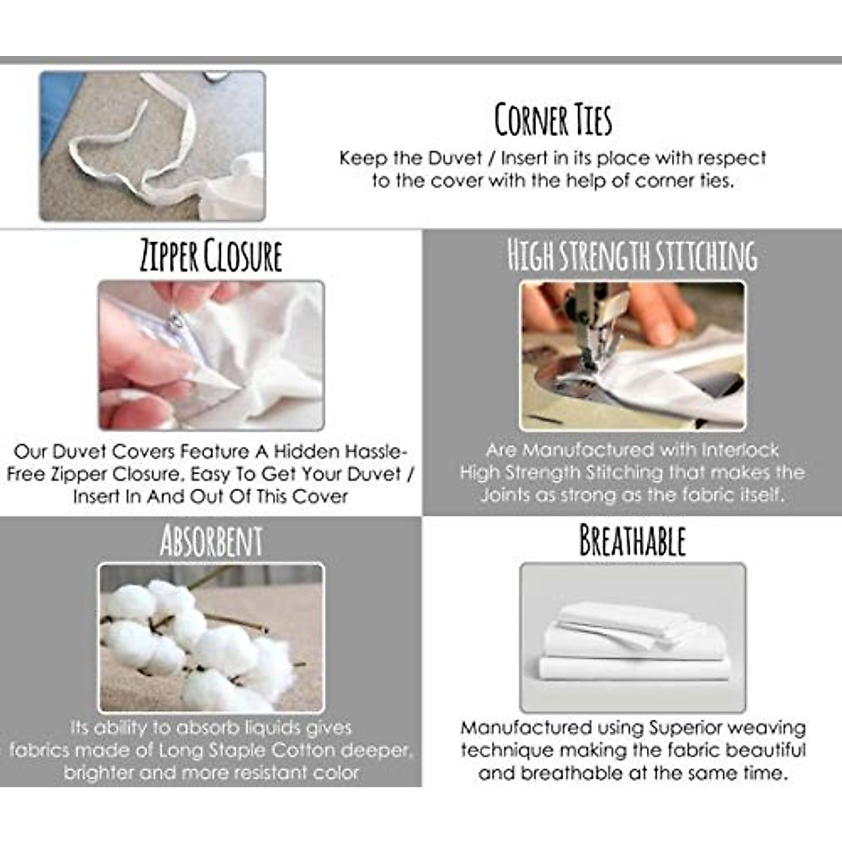 Duvet Cover Queen with Zipper Closure 3 Piece Duvet Set 1000 Thread Count 100% Long-Staple Egyptian Cotton Comforter Cover Ultra Soft Duvet Protector, Hotel Class Quilt Cover (Queen/Full, White)