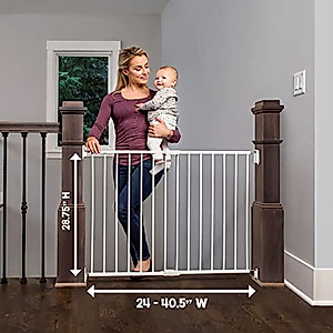 Regalo 2-in-1 Extra Wide Stairway and Hallway Walk ThroughBaby Safety Gate, Hardware Mounting, White 24"x40.5"x28.5"(Pack of 1)