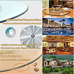 Lazy Susan Turntable, 20/24/27/32in Transparent Glass Rotating Tray For Dining Table, Round Tabletop Swivel Tray Rotatable Serving Plate With Aluminum Alloy Bearing Thick: 8mm (Size : 90cm/36")