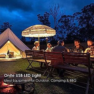 Onite USB Light, USB LED Camping Lantern with USB Splitter Y-Cable, 8ft Extra Length Cord Tent Light, Optimal Companion for Portable Power Station Solar Panel Charger Power Bank, WarmWhite