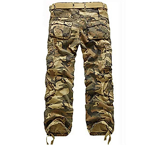 MNXOIA Casual Military Style Camo Cargo Pants Men Many Pockets Camouflage Combat Trousers Cotton Army Tactical Pants Gray 34