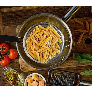 Fine Mesh Strainer with thermo plastic rubber handle - Sieve Fine Mesh Stainless Steel - Ideal to Sift Flour, Icing Sugar, Fruits and Vegetables (5.5 Inches)