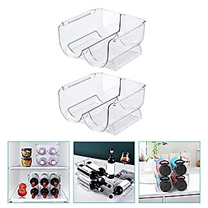 BESTonZON 2 Pack Plastic Water Bottle Organizer, Stackable Bottle Holder Storage Rack for Cabinet, Kitchen Countertop, Pantry Organization, Fridge, Free- Standing Cup Organizer Hold 4 Bottles, Clear