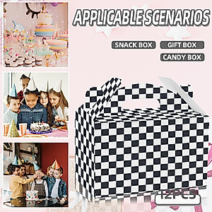 Keioy 16pcs Racing Flag Gift Bags Black and White Checker Racing Treat Boxes Race Car Theme Party Favor Treat Boxes favor Snack Goody Cardboard BagParty Favors Decorations Supplies