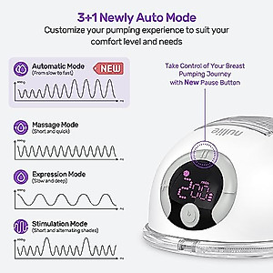 Nuliie Hands Free Breast Pump S32, Electric Wearable Breast Pumps 4 Modes 9 Levels, More Private with Smart Display, 24MM Comfortable Flange, Memory Function, Replaced Accessories Included, 2 Packs