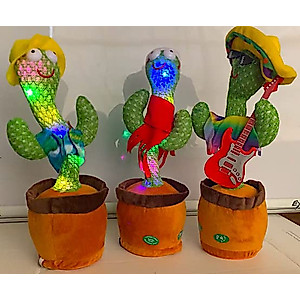 gdTechA Dancing Cactus Toy, TikTok Singing Toy, Lighted Toy, Electronic Repeating Voice for Kids, Cactus Plant Plush, Pets Wriggle Toy, Holiday Mimicking Toy for Kids (Hawaii Style)
