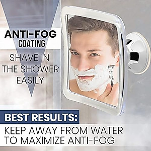 3X Magnifying Shower Mirror for Fogless Shaving with Suction Cup, Shatterproof Surface and 360° Swivel, 6.3" x 6.3"