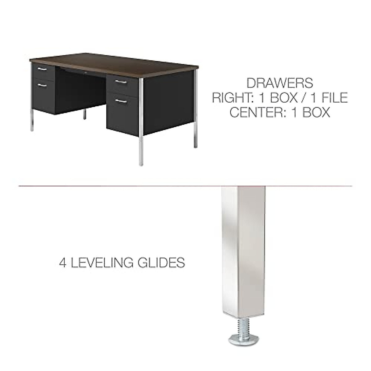 Alera ALESD6030BM 2-Pedestal 60 in. x 30 in. x 29.5 in. Steel Desk - Mocha/Black