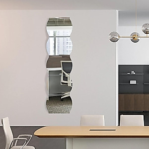 DEMAIKE Contemporary Wave Pattern Full-Length Body Mirror - Set of 5pcs, 9.7x8.6 inches, Self-Adhesive Irregular Wall Mirrors for Door, Living Room, Bedroom,