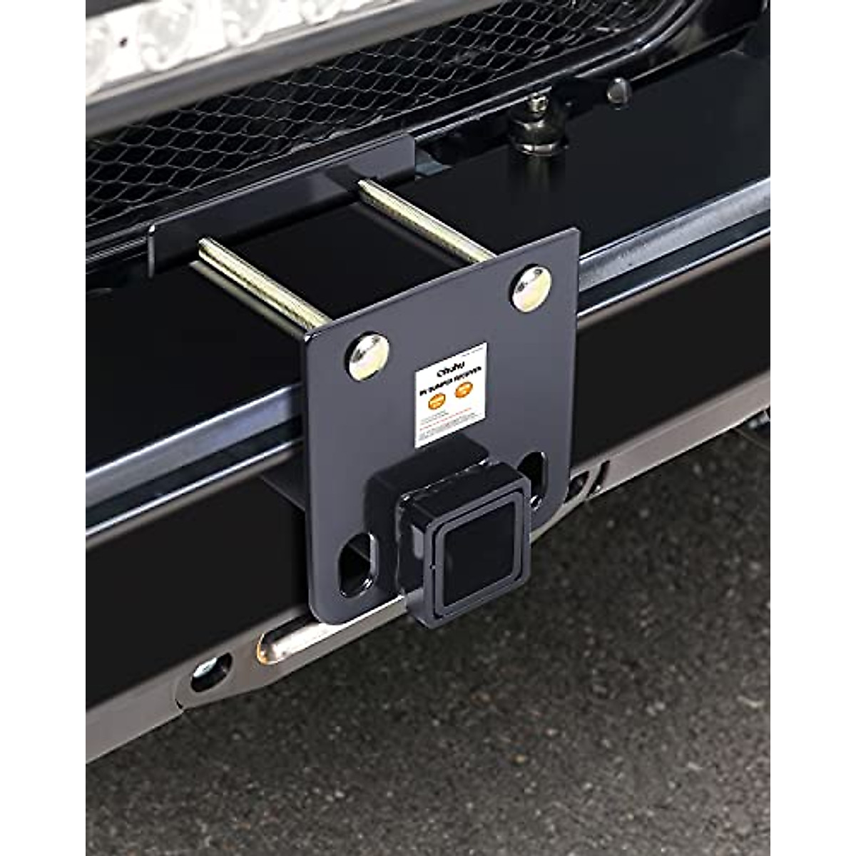 Ohuhu RV Bumper Hitch 2" Receiver Adapter with Hitch Pin & Hitch Cover, Openning 3500 LBS Capacity Fits 4" x 4" Bumper Trailer Towing Cargo Carrier Bike Racks