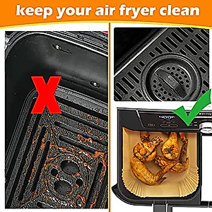 AILIFEER Disposable Air Fryer Paper Liners for Ninja DZ201 DZ401 DZ550 DZ090 AD350CO Foodi,Rectangular Non-Stick Parchment Paper,for Air Fryer Oven Microwave(brown)