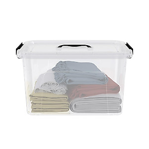 Neadas 12 Quarts Clear Latch Storage Bins with Lid, Clear Plastic Storage Latching Box with Handle, 6 Packs