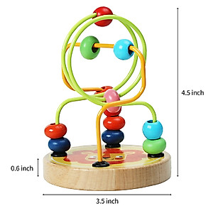 AISHUN Bead Maze Toy for Toddlers Wooden Colorful Roller Coaster Educational Circle Toys Learning Preschool Toys Birthday Gift for Boys and Girls
