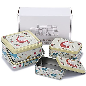 Warmforhom Unicorn Cookie Tins DIY Candy Containers Food Storage Tins Gift Packing Tins Set of 3