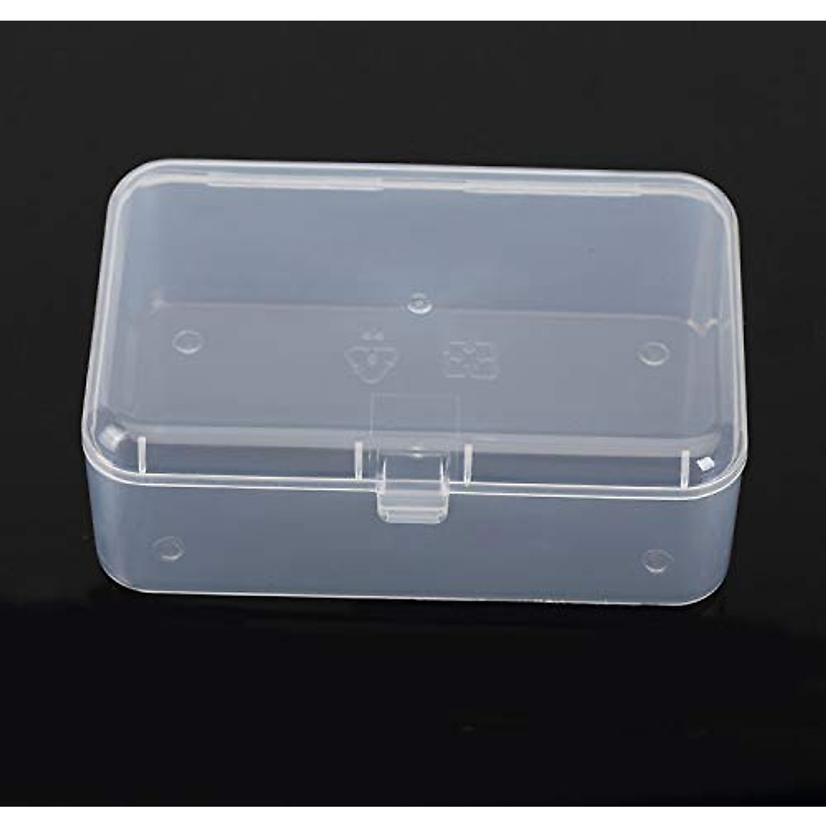 AKOAK Clear Polypropylene Rectangle Mini Storage Containers Box with Hinged Lid for Accessories,Crafts,Learning Supplies,Screws,Drills,Battery,Pack of 4 (3.46" x 2.24" x 1.18")
