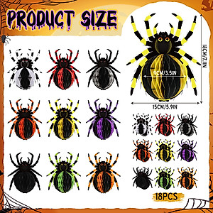 Containlol 9 Pieces Halloween Spider Decorations Halloween Tissue Spiders Honeycomb Spider Hanging Card Crafts for Home School Classroom Office Indoor Outdoor Halloween Decoration Supplies