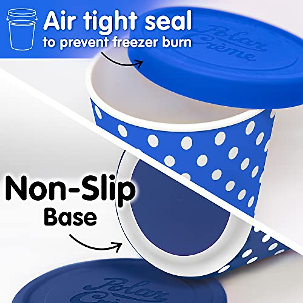 Polar Creme Ice Cream Containers for Homemade Ice Cream - 2 Containers - 1.5 Quart Each