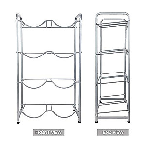 KAX 5-Gallon Water Bottle Holder 8 Trays Water Jug Rack 4-Tier Water Bottle Rack Reinforced Steel Rack for Water Storage Water Bottle Storage Rack for 8 Bottles, Silver