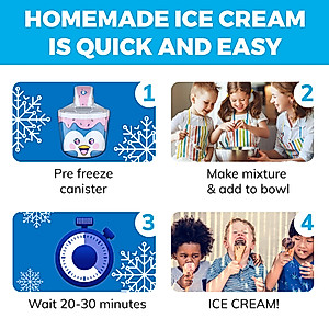 Ice Cream Maker Machine for Kids – 1.2 Quart Penguin Electric Ice Cream Makers, Best Countertop Machine for Homemade Ice Cream, soft serve, Sorbet, Gelato, Frozen Yogurt – Fun & Easy for Families