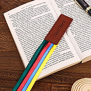 Bible Bookmark, 2 Pcs Personalized Leather Bookmark with Text, with Colorful Ribbons Bookmark for Books (2)