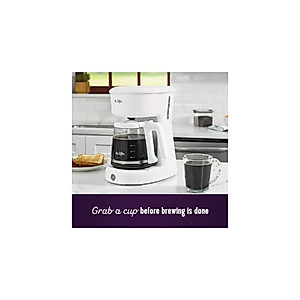 Mr. Coffee 12-Cup Coffee Maker Grab-a-Cup Auto Pause Easy Cleanup White