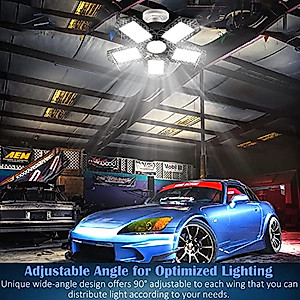 LECLSTAR 2-Pack Garage Light 160W LED Garage Light - 16000LM 6500K Deformable LED Garage Ceiling Light, LED Shop Light with 5 Multi-Position Panels, Easy-Installation LED Lights for Garage, Workshop