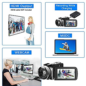 Video Camera,Camcorder Full HD 1080P 30FPS 24.0 MP Vlogging Camera, IR Night Vision Camcorder Recorder, 16X Zoom Camcorders, YouTube Camera with Remote Control