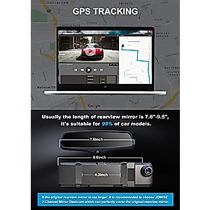 JOMISE 2.5K Mirror Dash Cam for Cars, G810 11" Touch Screen Front and Rear Dual Lens Dash Camera, Enhanced Night Vision with Starvis Sensor, GPS, G-Sensor, Parking Assistance, Loop Recording