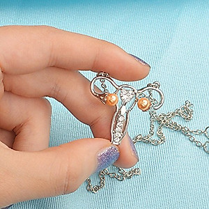 AILUOR Uterus Ovary Pendant Necklace, Gold Silver Personality Feminist Medical Symbol Female Organ CZ Crystal Pearl Necklace Gynecologist Nurse Graduation Gift (Gold)