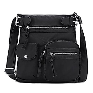 Angel Kiss Crossbody Bags for Women Washed Leather Shoulder Bags Multi Pocket Soft Hobo Purses and Medium Handbags