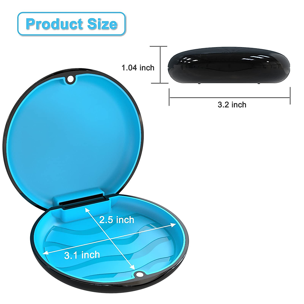 BVN Retainer Case Orthodontic Dental Case Slim Braces Case, Mouth Guard Case, Denture Case, Teeth Aligner Case, Night Guard Case Container Storage Holder Black.